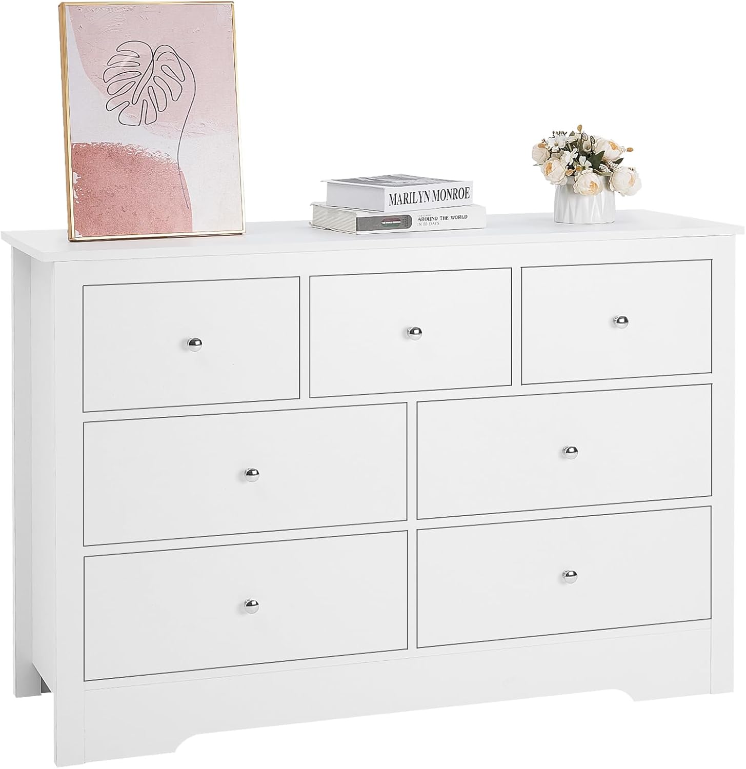 VEVOR 7 Drawer Dresser, Wooden Chest of Drawers with Sliding with Anti ...
