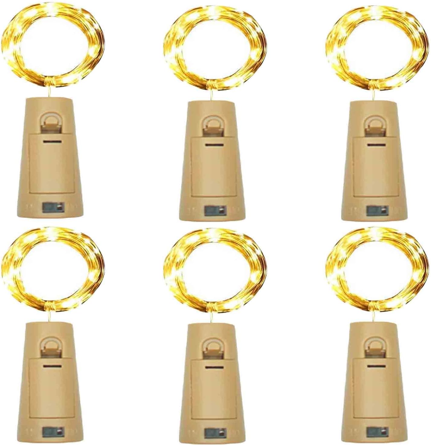 AuFiiy Wine Bottle Lights with Cork 20 LED 6 Pack Fairy Waterproof ...