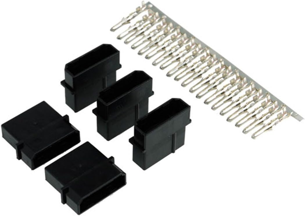 Phobya PSU Power Connector 4Pin Molex female incl. 4 Pins - 5 pcs black ...