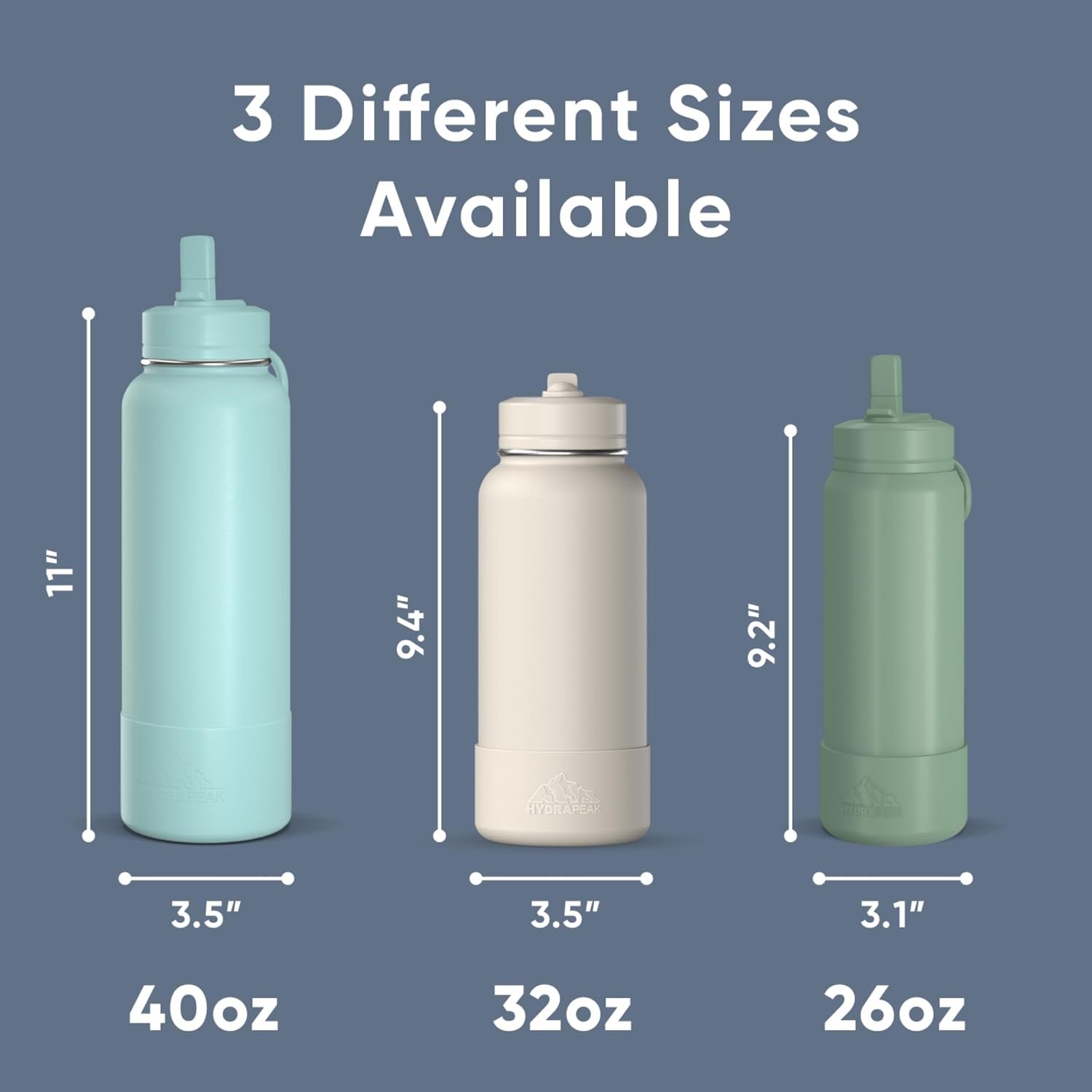 Hydrapeak 26oz Sport Insulated Water Bottle with Straw or Chug Lid ...