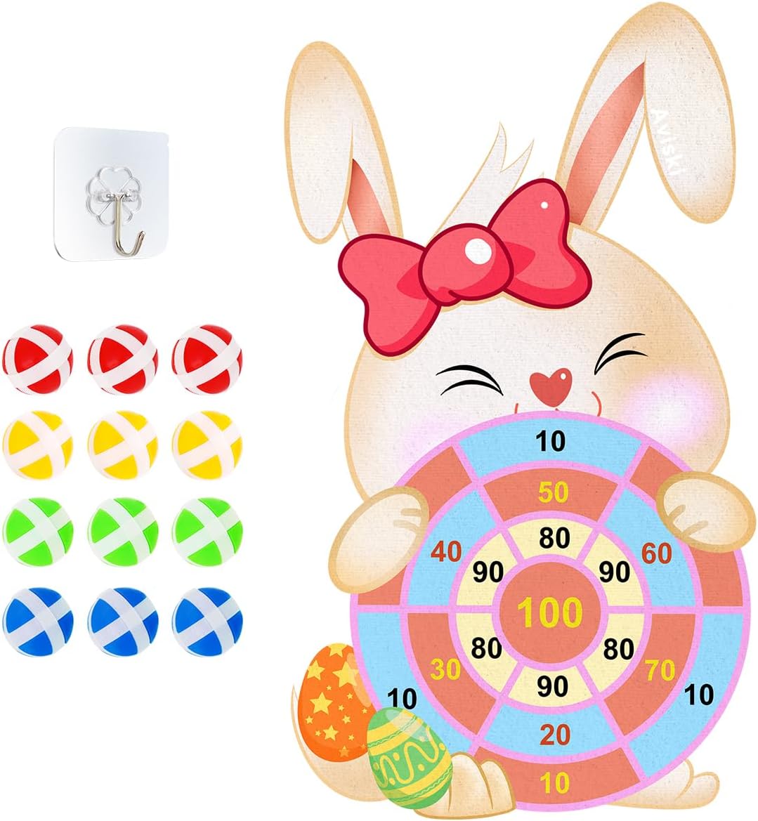 Easter Theme Dart Board Game Set, Bunny Party Board Games with 12 Stick ...