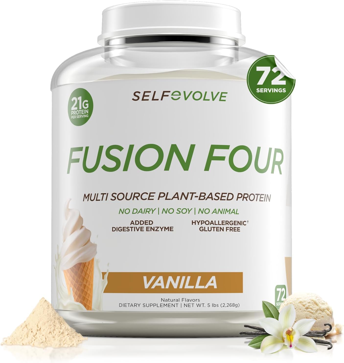 Amazon.com: selfevolve Fusion Four Vegan Protein Powder - 21g Plant ...