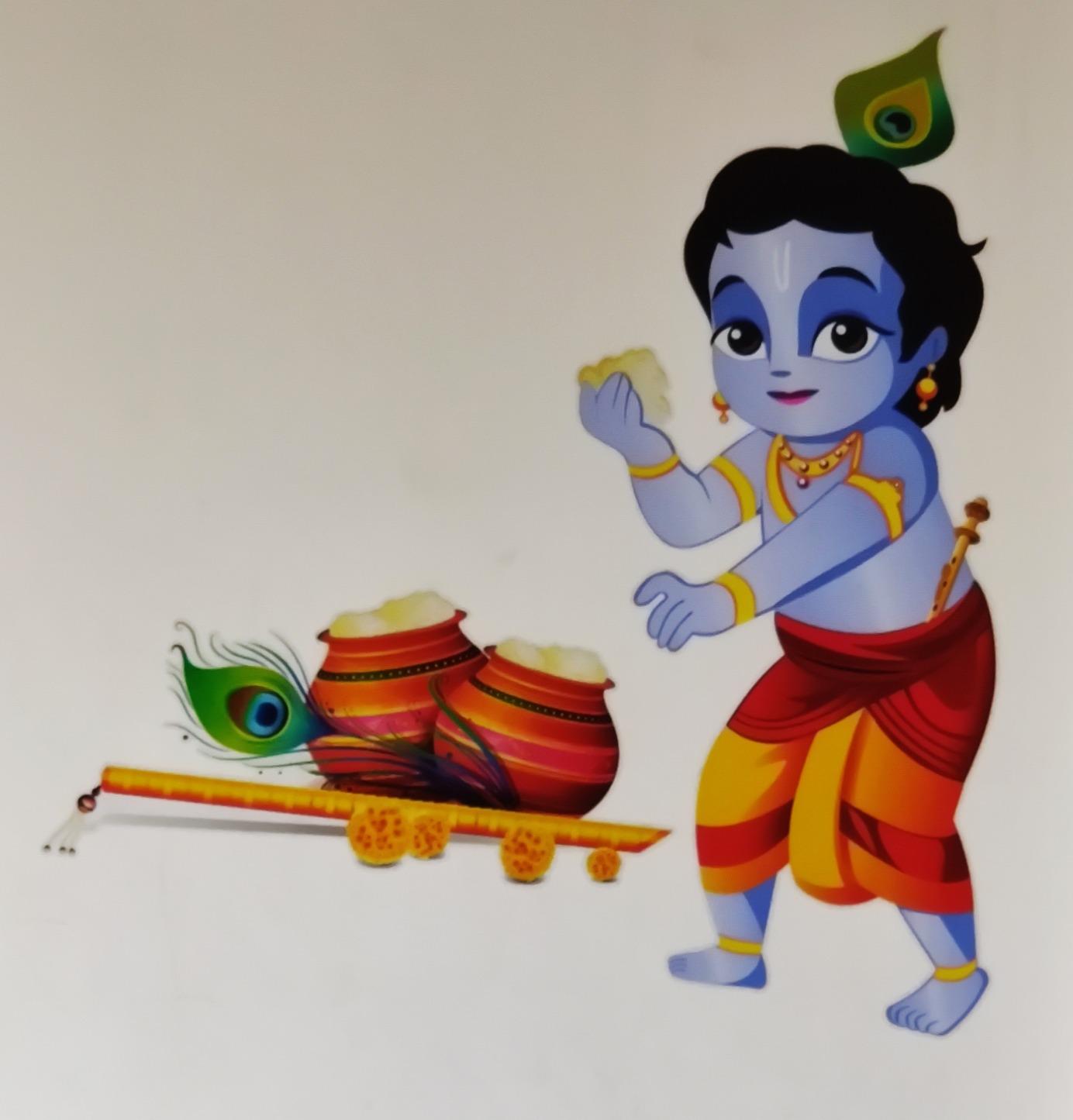 Wow Interiors PVC Pot Krishna Hindu Religous Religion Wall Sticker ...
