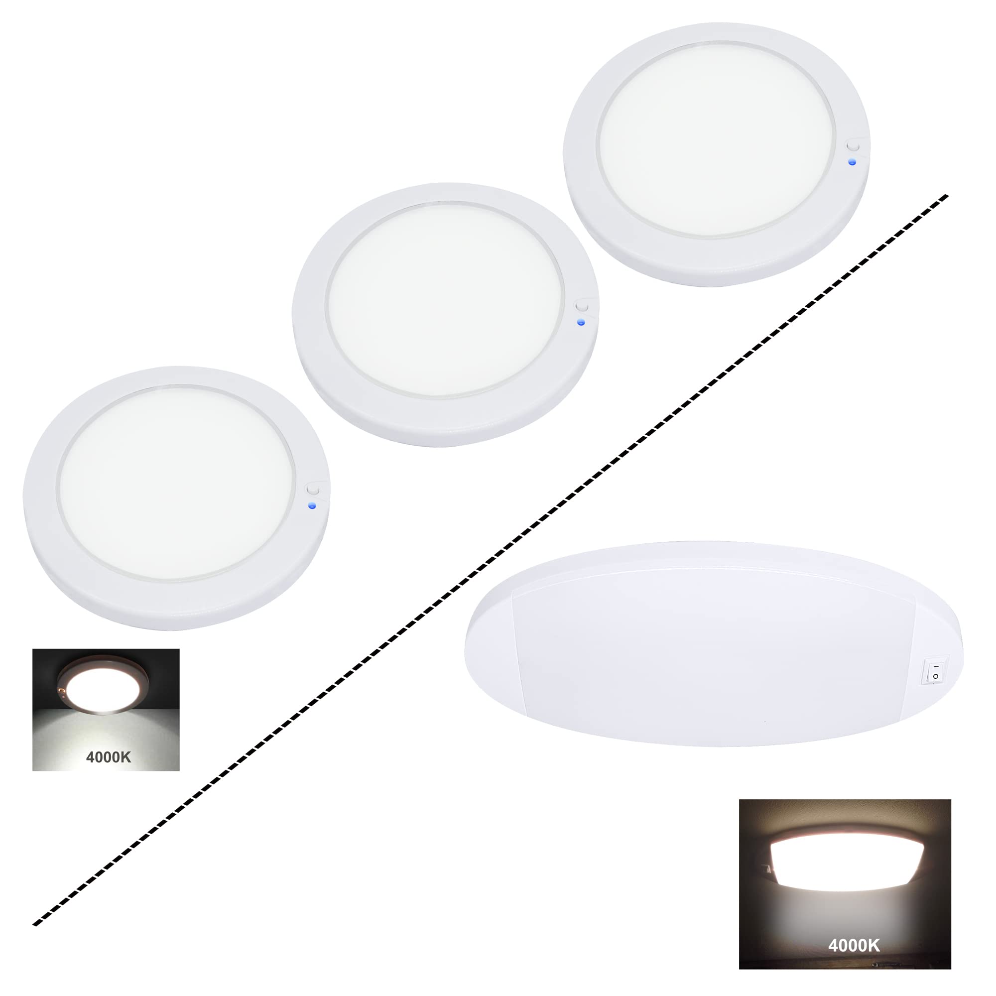 Amazon.com: Facon 12V LED RV Puck Light, 3Pcs 5'' RV Panel Light, 1Pc 9 ...