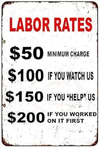 Amazon.com: DRFYVZ Funny Labor Rates Metal Sign If You Watch Us If You ...