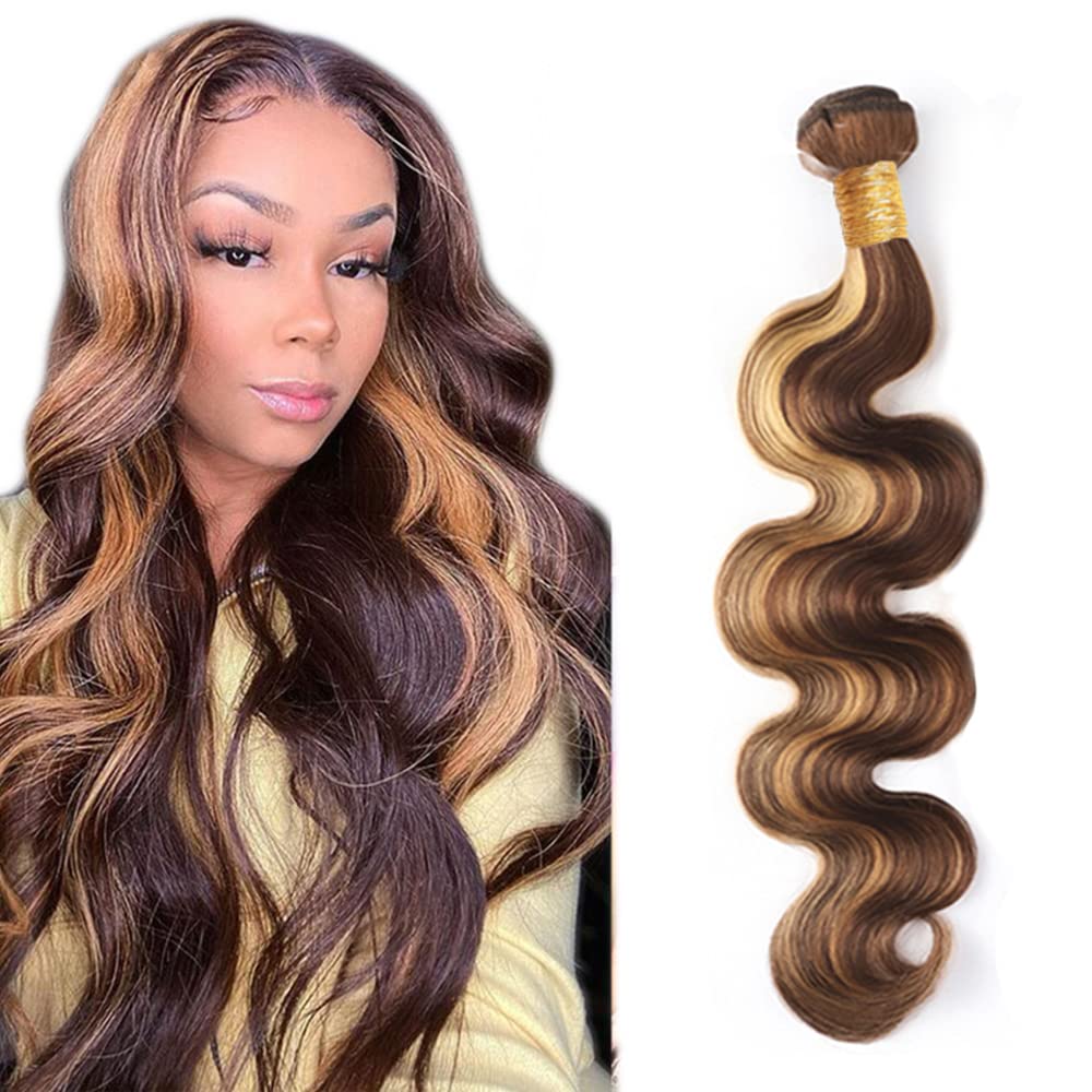 Amazon.com : Poutpoutm Body Wave Highlight Human Hair Bundles P4/27 ...