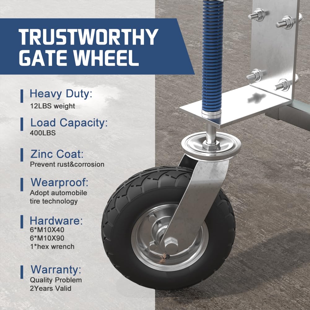 USCaster Fence Gate Wheel 8Inch Heavy Duty Spring-Loaded Gate Caster ...