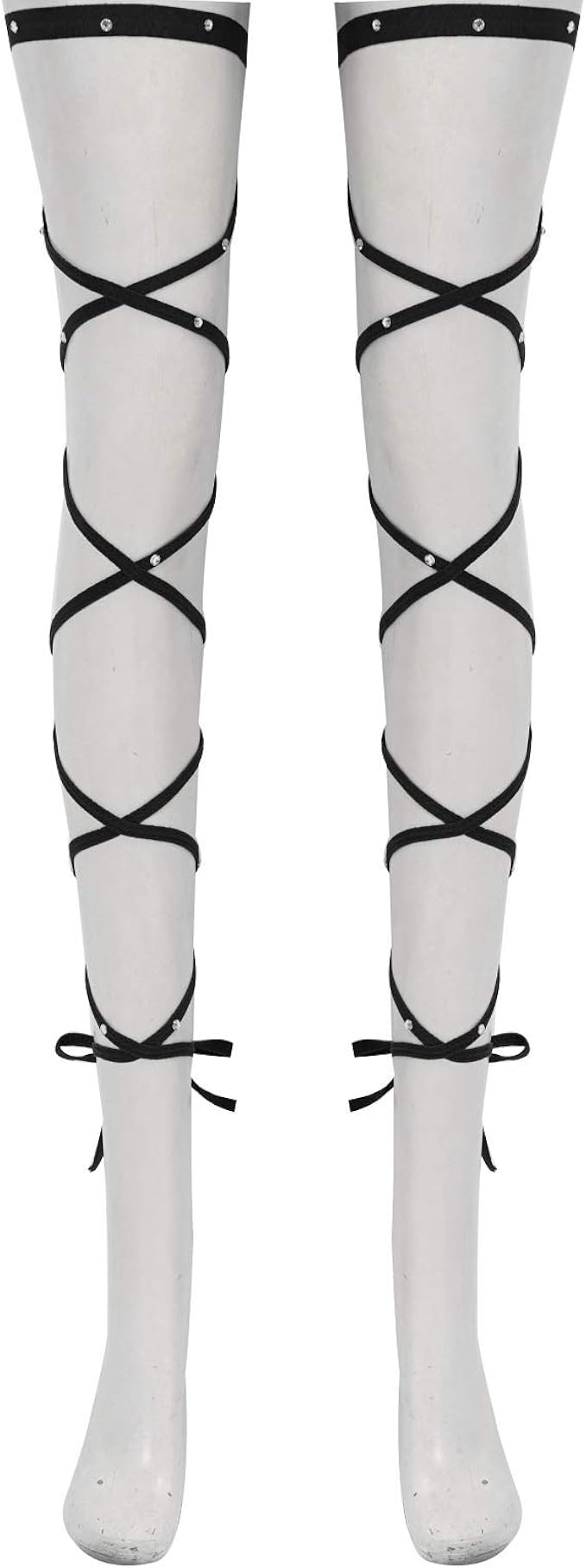 YiZYiF Womens Sexy Leg Wraps Non-Slip Garter Stockings Shiny Rhinestone ...