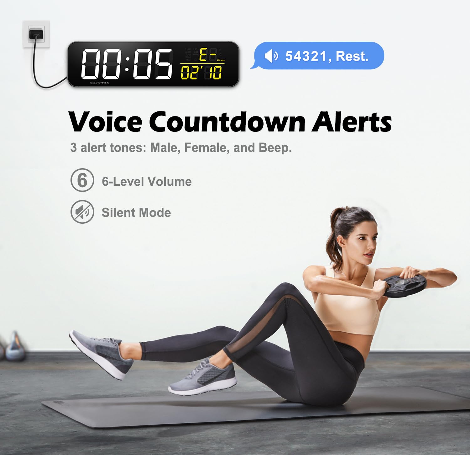 Snapklik.com : 15.2" Gym Timer, Customize LED Color, Voice Countdown ...