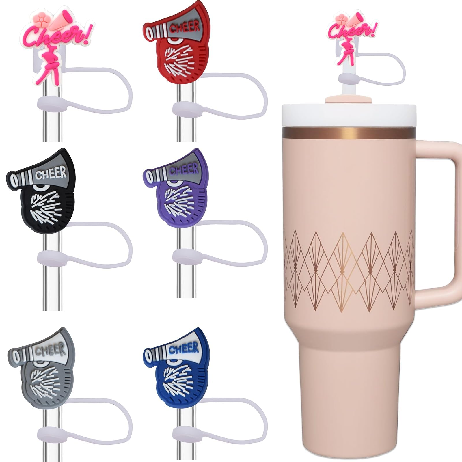 Amazon.com: Amreich Cheer Straw Topper for Stanley Cup, 6 PCs Silicone ...