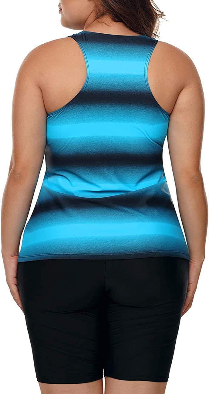 LALAGEN Womens Plus Size Racerback Tankini Set Two Piece Swimsuit with ...