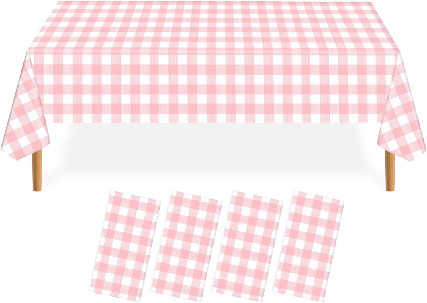 Amazon.com: VOSINPADA 4 Pack Pink Checkered Tablecloth Pink Gingham ...