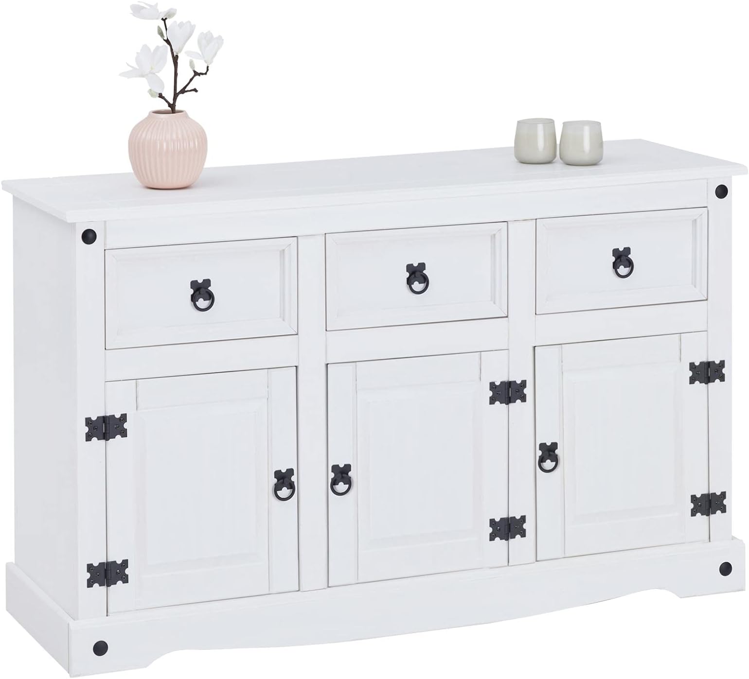 CARO-Möbel Kommode Paulo weiß aus Massivholz im Landhausstil mit 2 ...