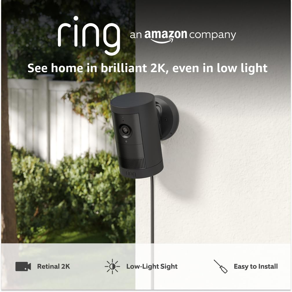 Ring Outdoor Camera Plus (newest gen) Plug-in | Wide-Angle 2K Video ...