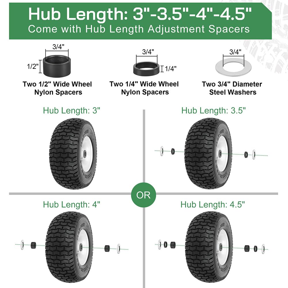 LotFancy 13x5.00-6Â FlatÂ FreeÂ TireÂ andÂ Wheel, 3/4"Â & 5/8â ...