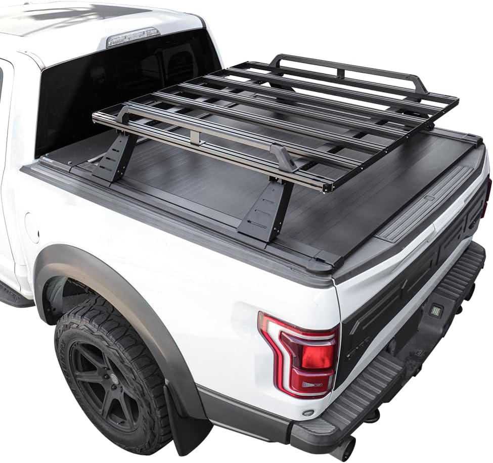 Syneticusa AR Automatic Retract Hard Truck Bed Tonneau Cover with Rack ...