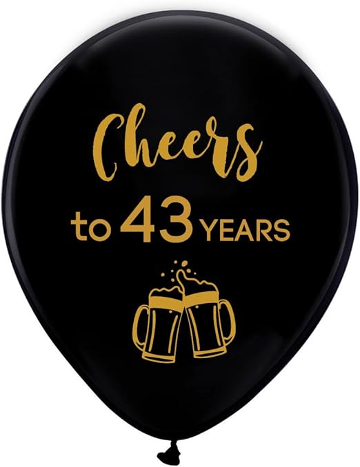 Amazon.com: Black cheers to 43 years latex balloons, 12inch (16pcs ...