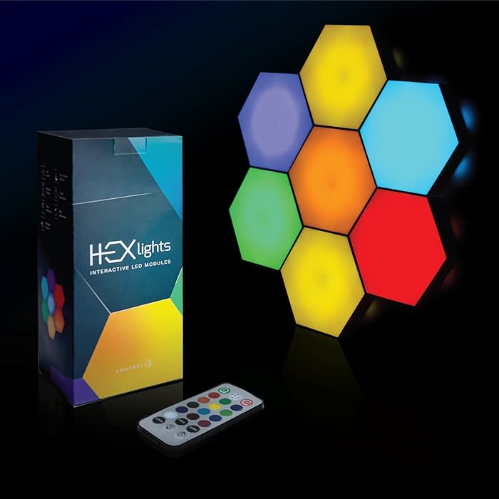 Buy HEXlights 7-Pack Hexagon Wall Lights, Touch & Remote Controlled RGB ...
