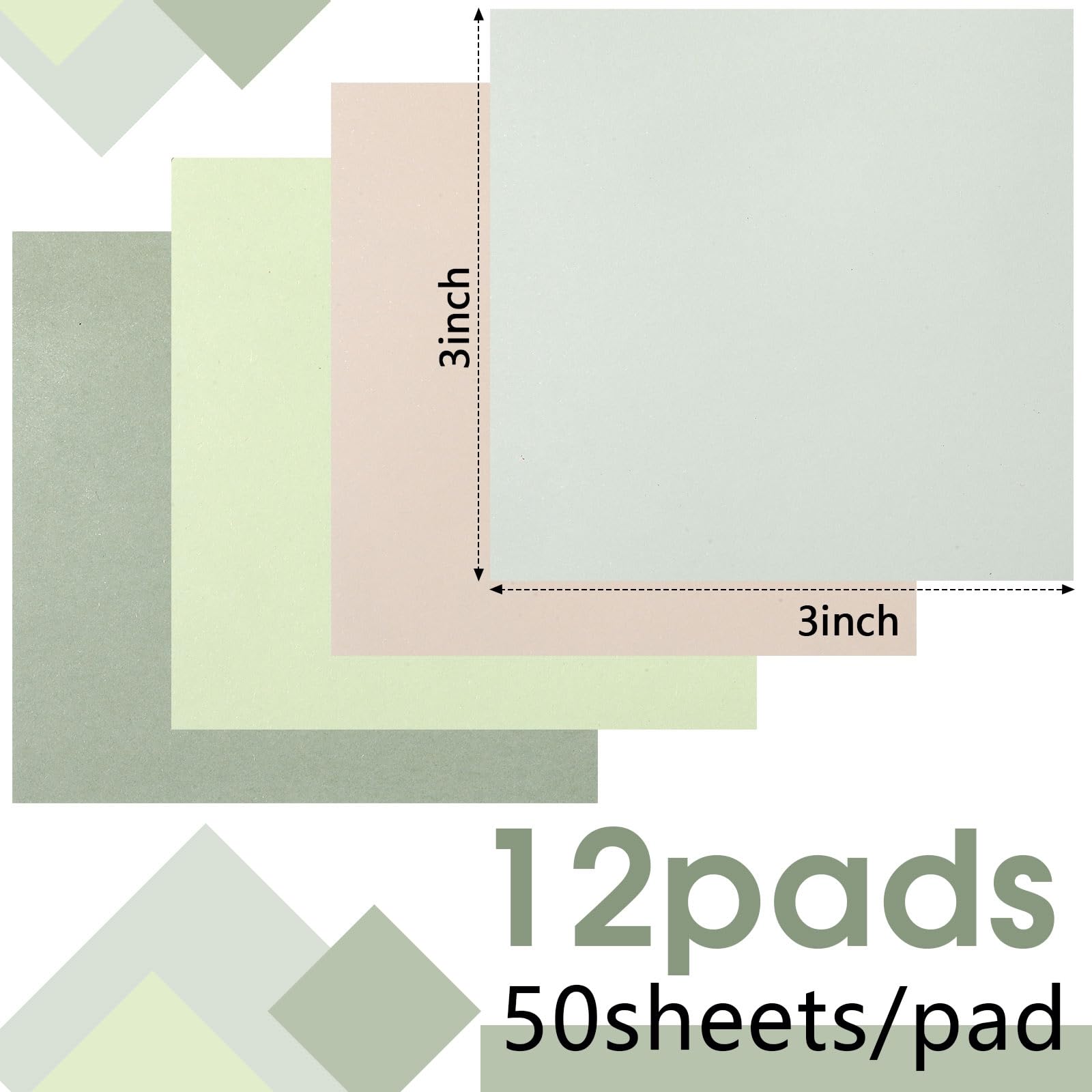 Snapklik.com : 12 Pads Sage Green Sticky Notes 3x3, Self Stick Notes ...