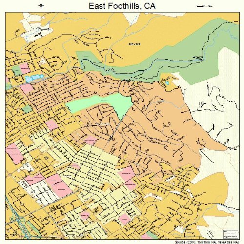 Amazon.com: Large Street & Road Map of East Foothills, California CA ...