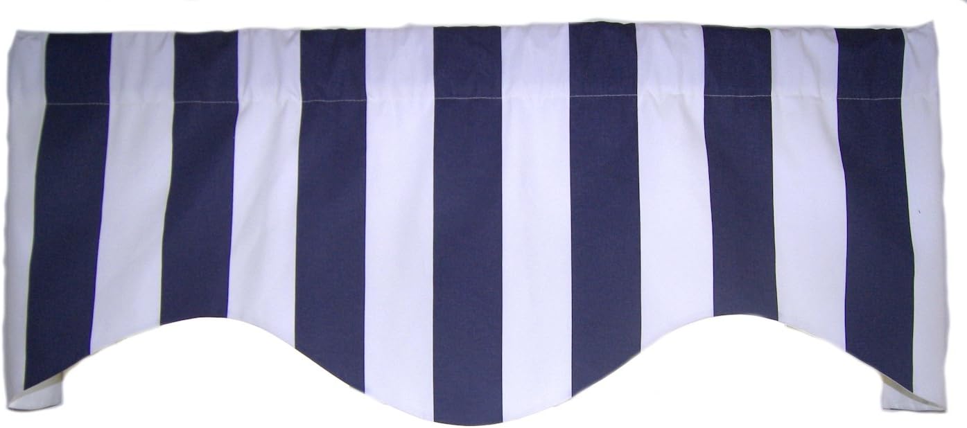 Amazon.com: RLF Home Cabana Stripe M Shaped Valance, Navy : Home & Kitchen