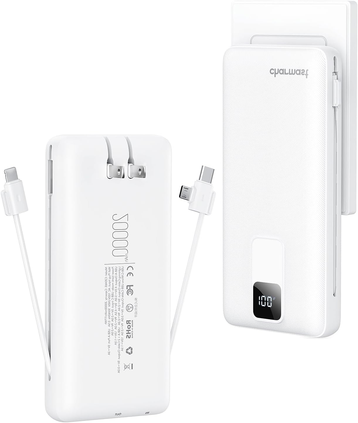 Amazon.com: Charmast 20000mAh Portable Charger with Built-in Cables ...