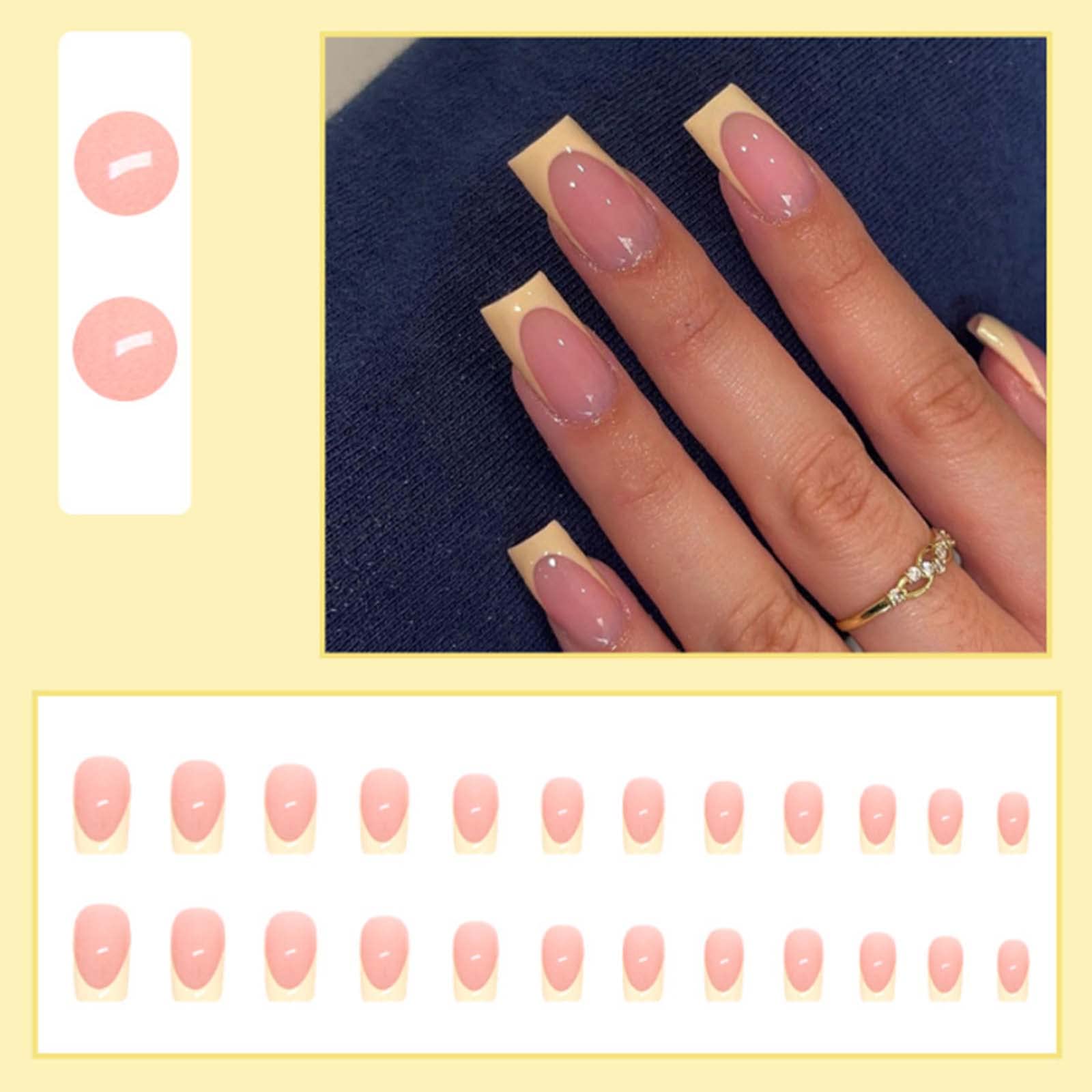 Snapklik.com : Short Square False Nails French Press On Nails Yellow ...