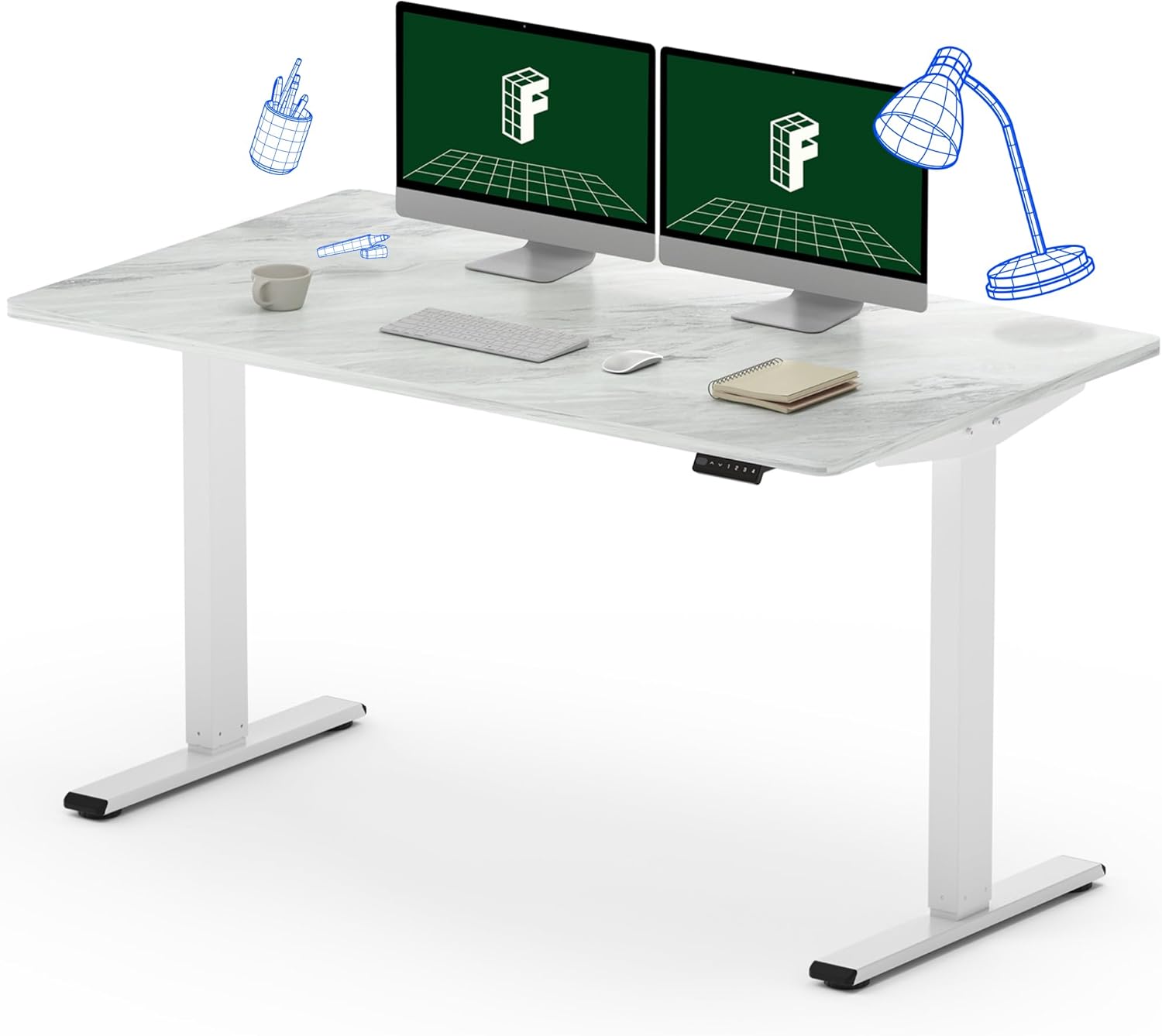 FLEXISPOT EN1 Height Adjustable Standing Desk 55 x 28 Inches Whole ...