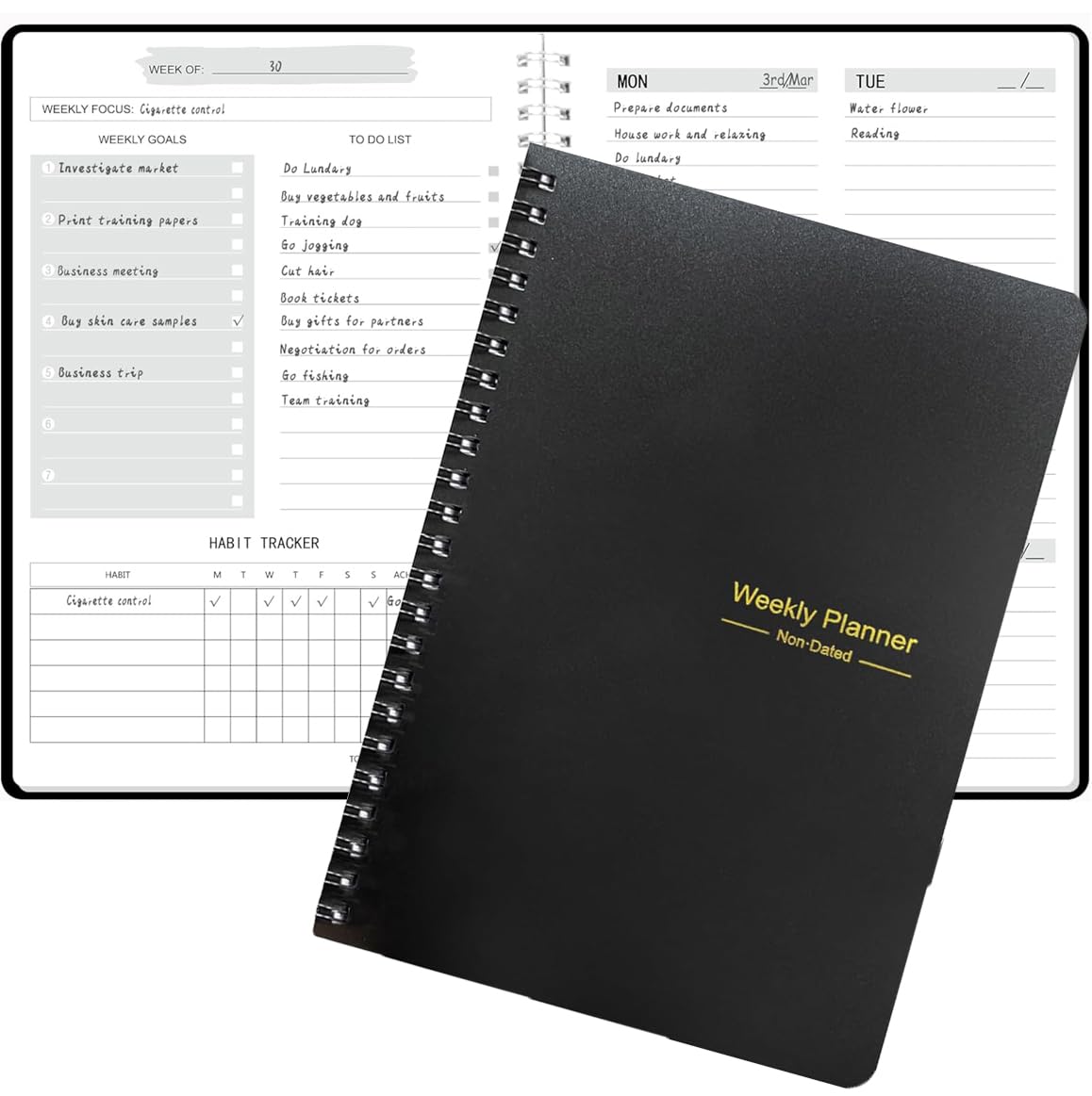 Moseem Weekly Planner Notebook, Undated A5 Planner Notebook Daily ...
