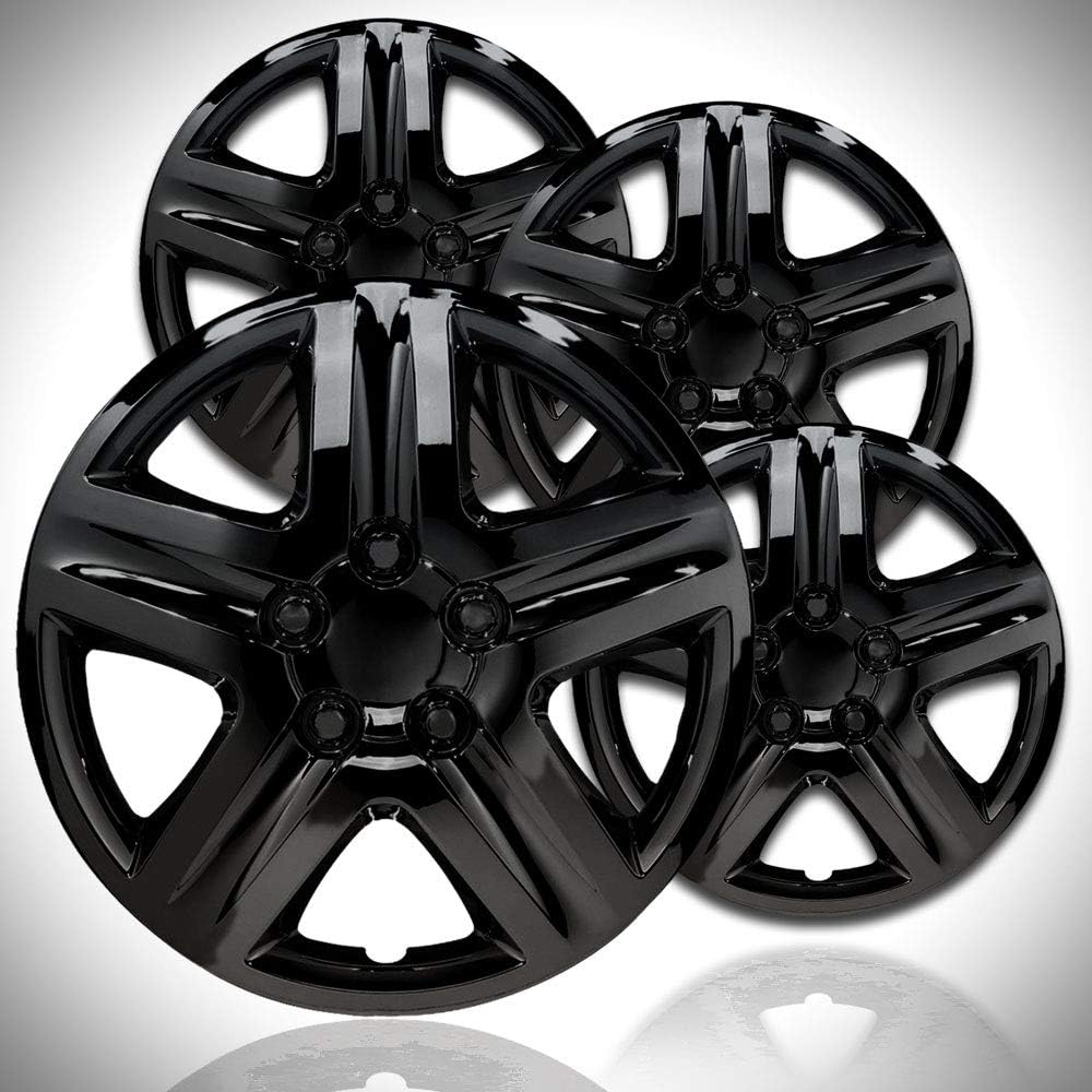 17 Inch Gloss Black universal Hubcaps with metal clips great for winter ...