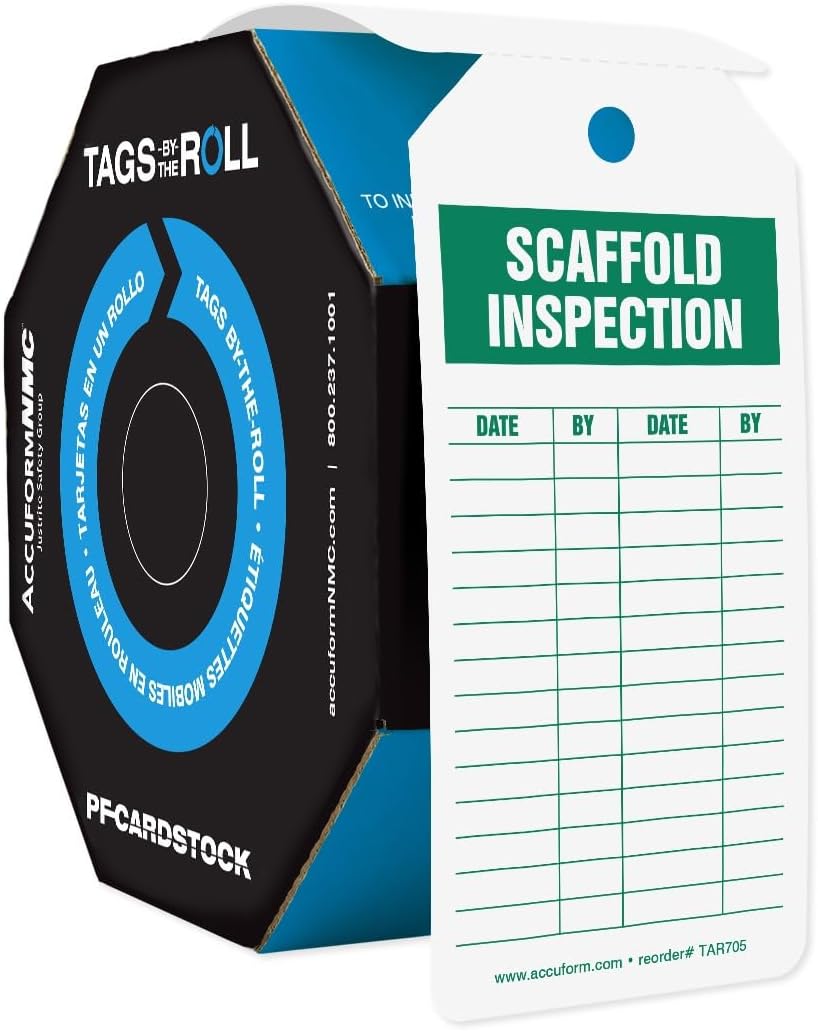 AccuformNMC 100 Tags by-The-Roll, Scaffolding Inspection Tags, US Made ...