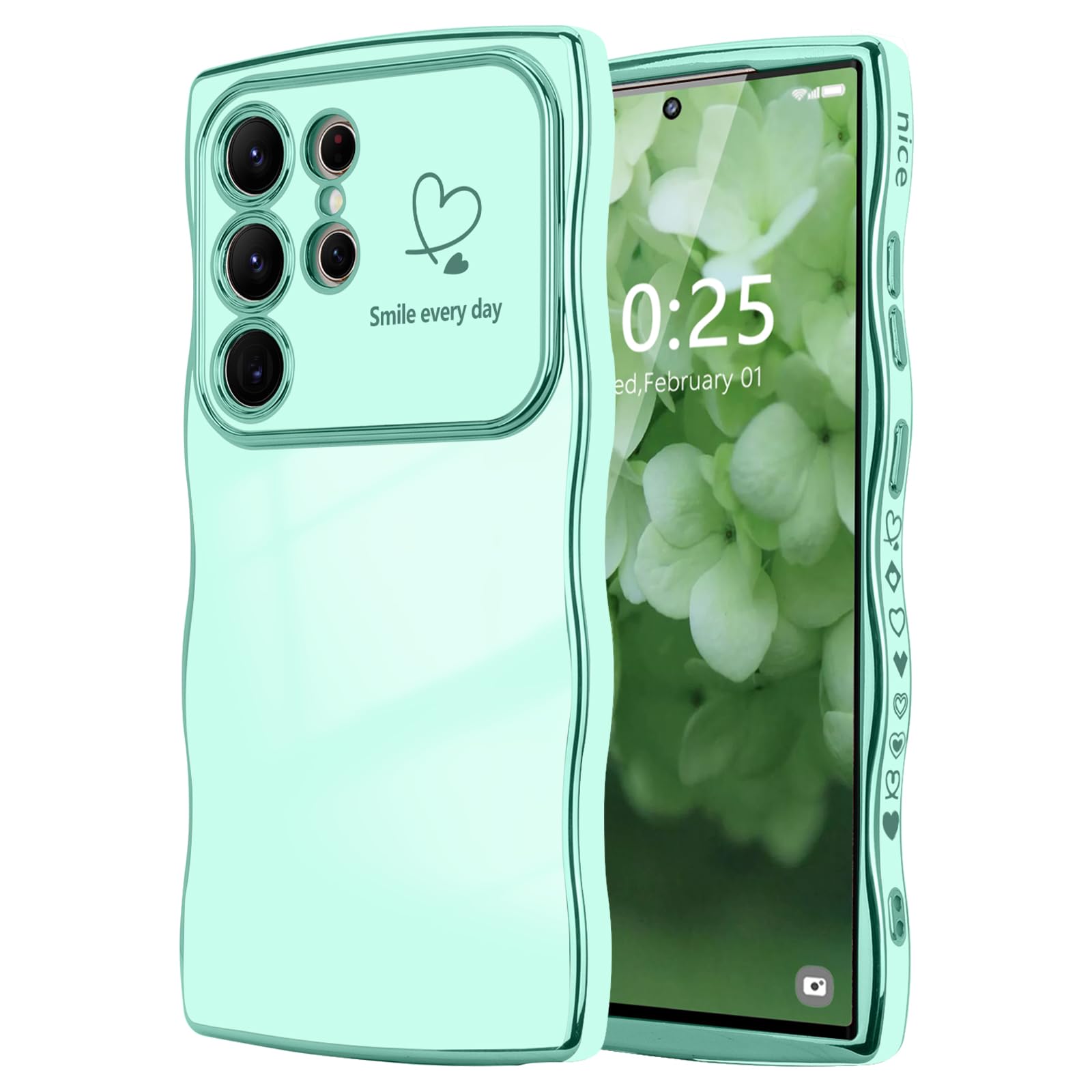 Amazon.com: LCHULLE for Samsung Galaxy S23 Ultra Case for Women Girls, Cute Wave Frame Curly ...