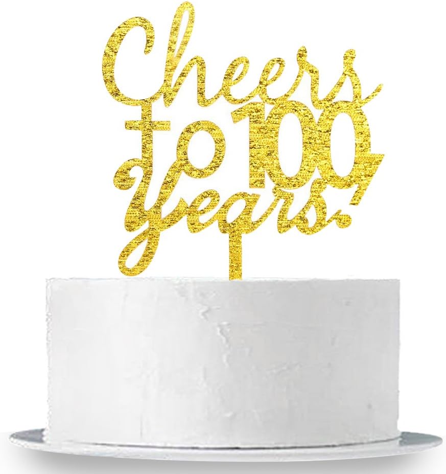 Amazon.com: INNORU Cheers to 100 Years Cake Topper - 100th Birthday ...