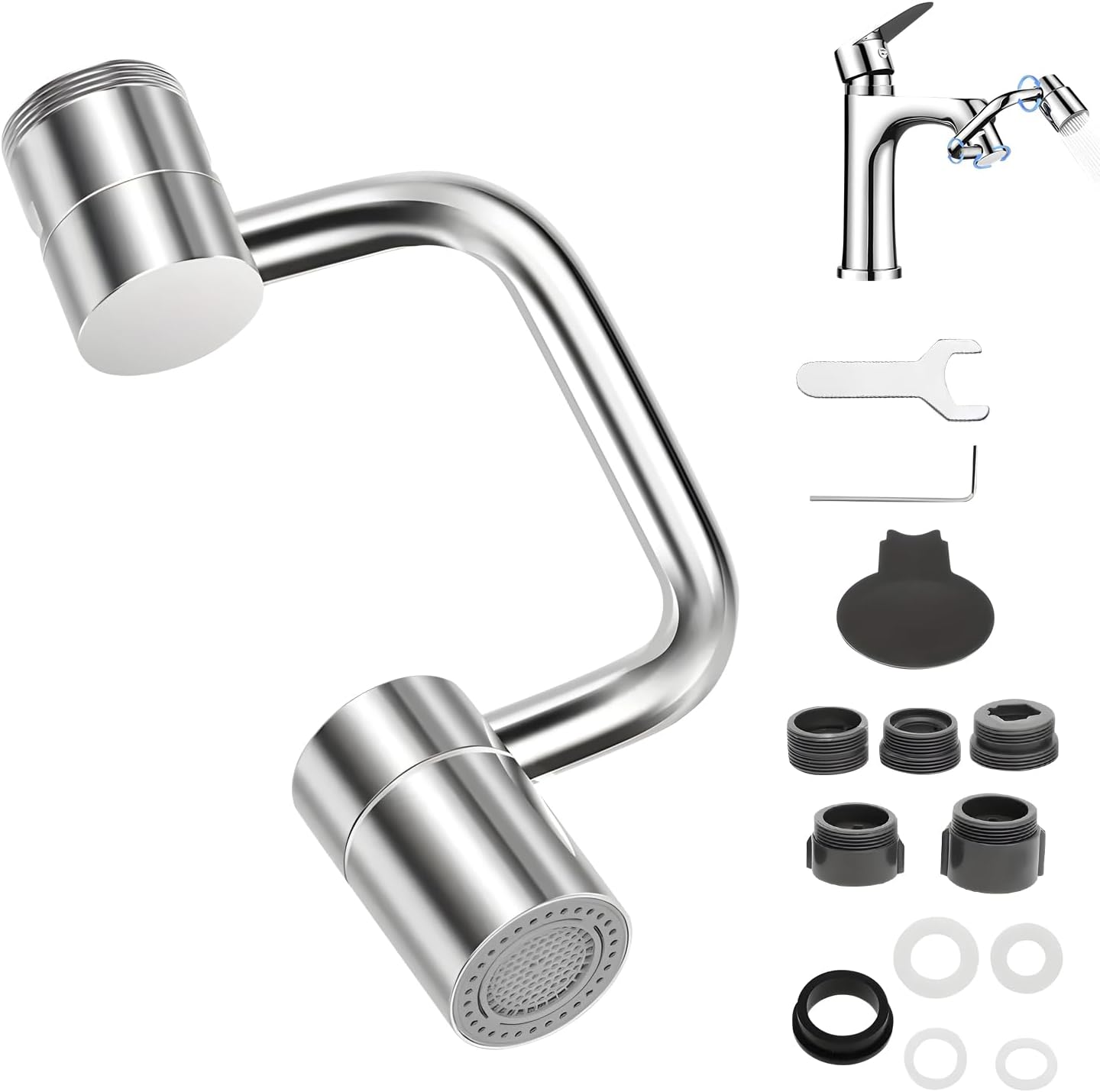 Flexiflow 1080°Rotatable Faucet Aerator, New Rotating Faucet Extender ...