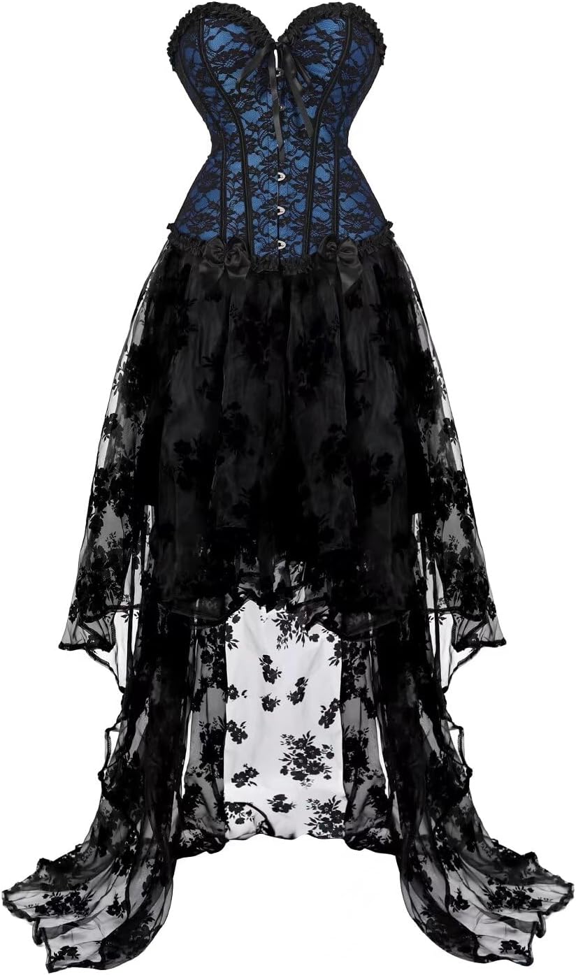 jutrisujo Corset Dress for Women Bustier Overbust and Skirt Tutu ...