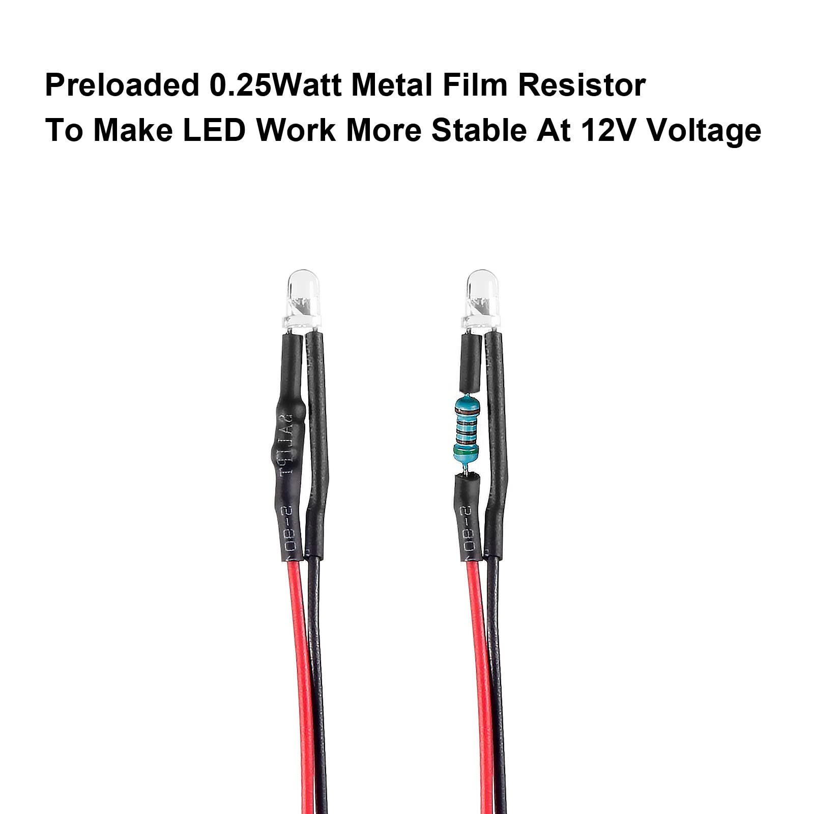 Snapklik.com : 50Pcs 3mm 12V Pre Wired LED Diodes Light Ultra Bright White