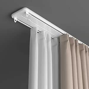Double row Curtain Track Ceiling Rods Set Heavy-Duty Curtains Rails Room Divider for Living Room ...