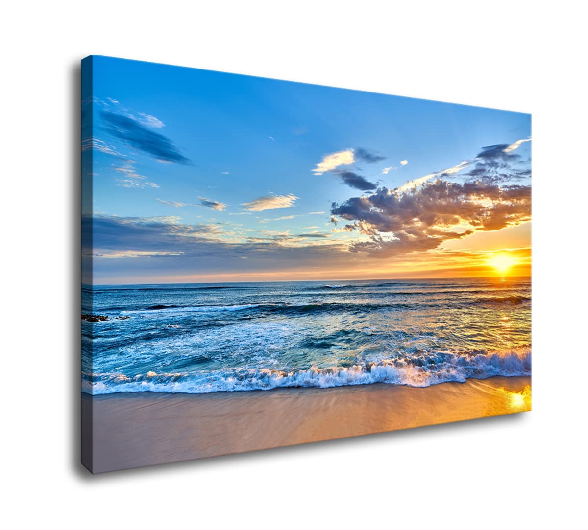 Amazon.com: Aibonnly Wall Art Canvas Painting Seaside Sunset over the ...
