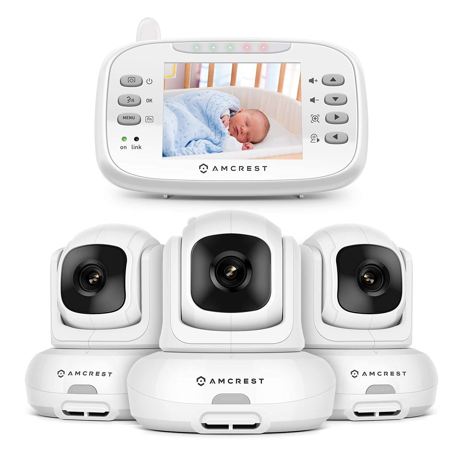 Amazon.com: Amcrest AC-2 Video Baby Monitor with 3 Cameras and Audio, 3 ...
