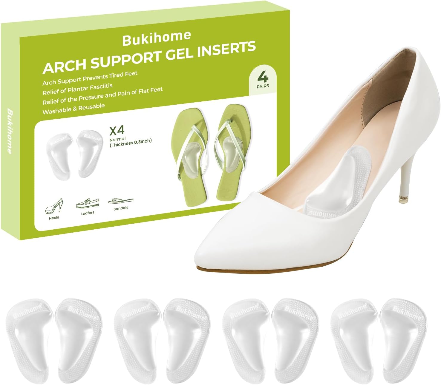 Amazon.com: Arch Support Shoe Insoles & Insert - Bukihome Gel Arch ...
