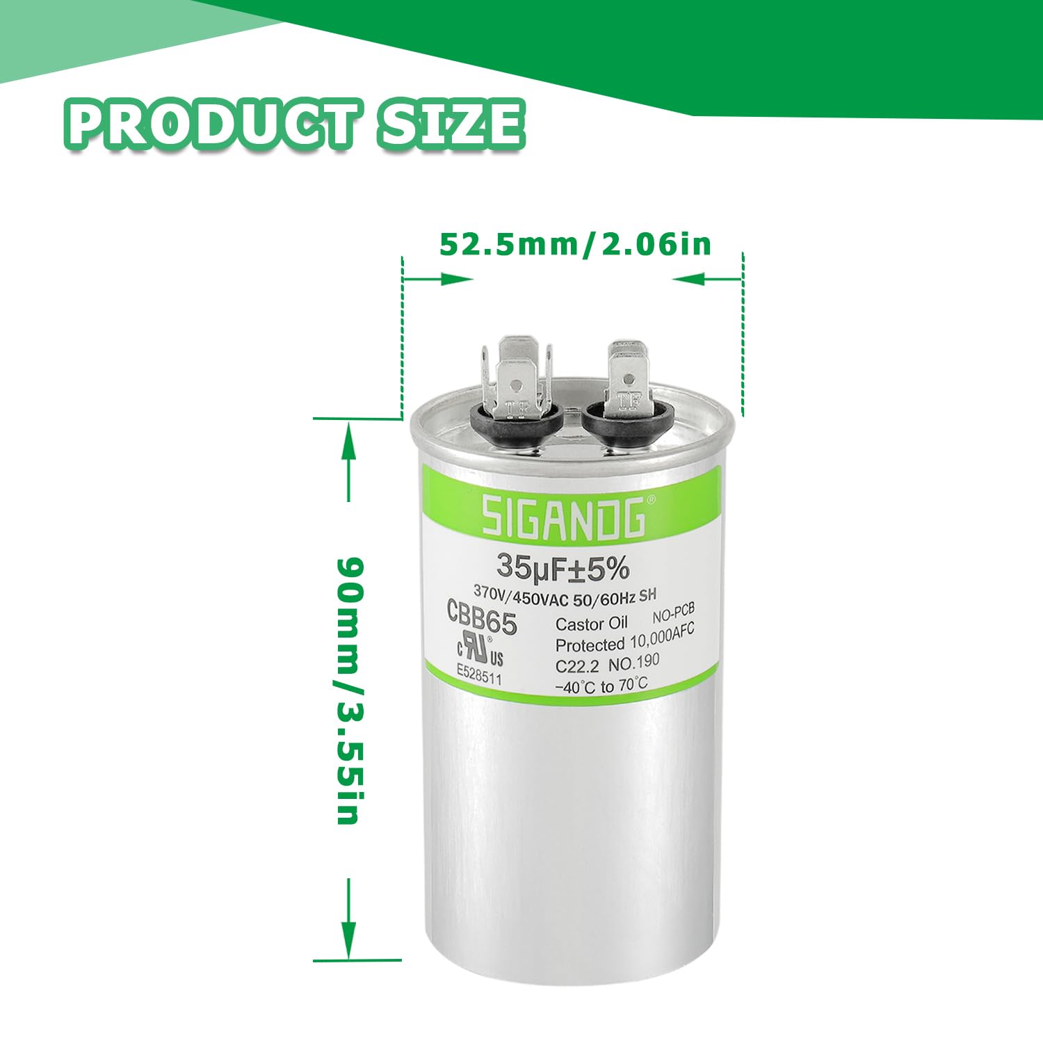 Snapklik.com : 35uF 35 MFD 370V Or 450V CBB65 Run Start Capacitor 35 uF ...