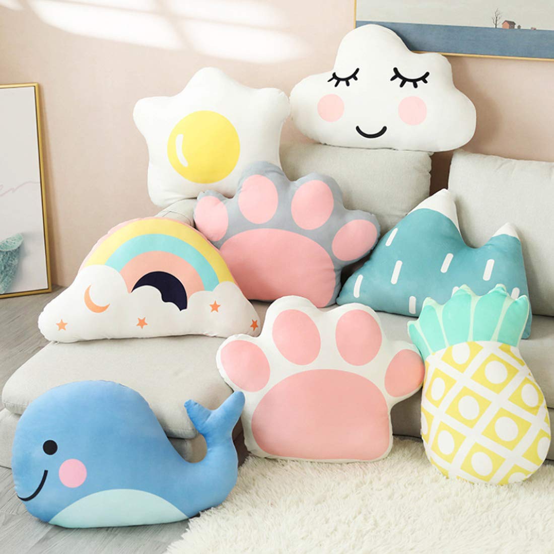Buy Crazyify Set of 8 Cartoon Shape Printed Pillow For Kids| Boys ...