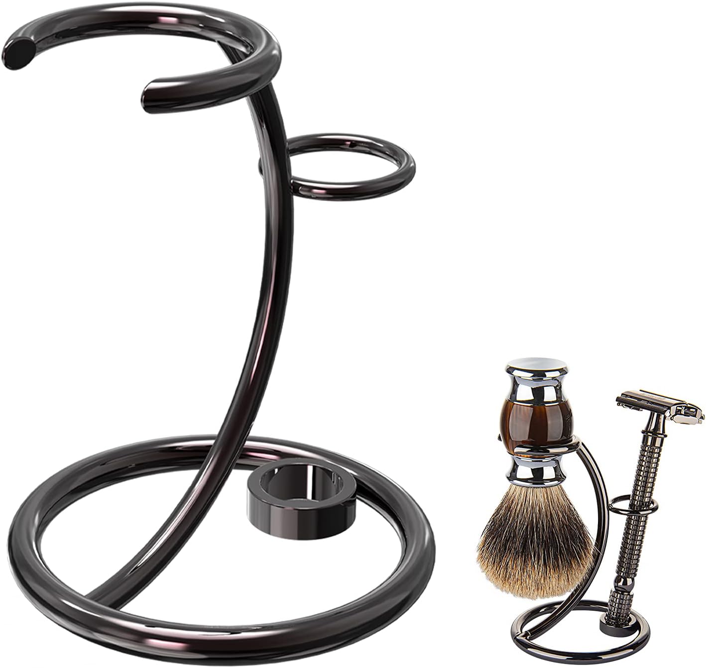 Amazon.com: HEALLILY Shaving Brush Razor Stand Stainless Steel Manual ...
