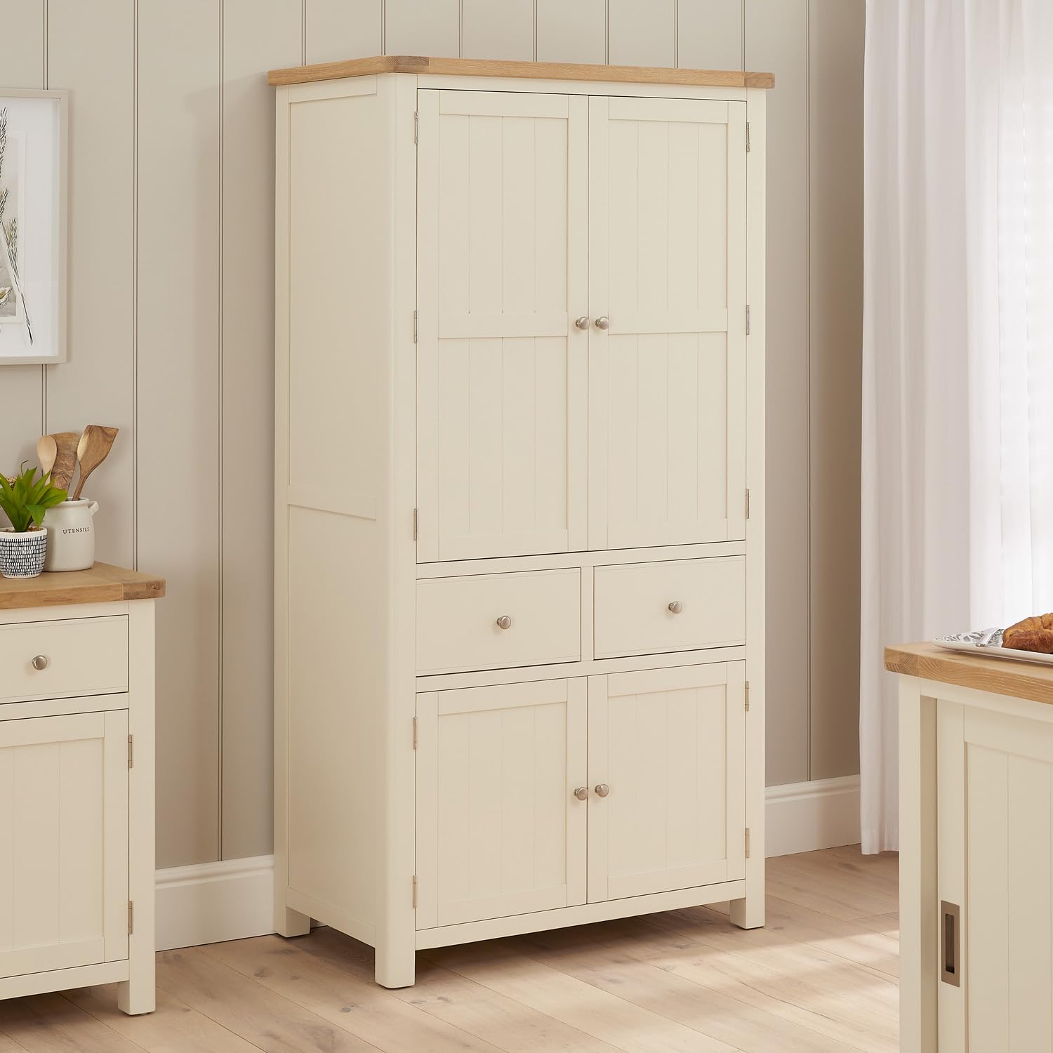Kitchen Pantry Marbury Oak Double Kitchen Larder Pantry Cupboard ...