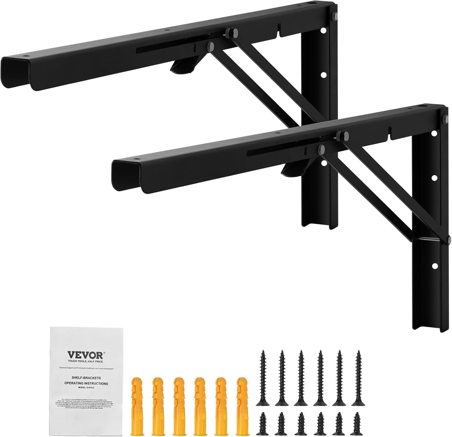 Amazon.com: VEVOR Folding Shelf Brackets, 24" Heavy Duty Shelf Brackets ...