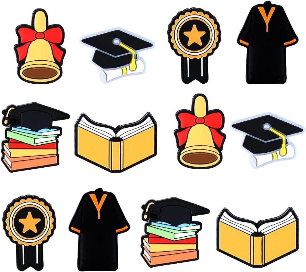 Amazon.com: AELUUAKE 12Pcs Silicone Graduation Beads Cap Characters ...