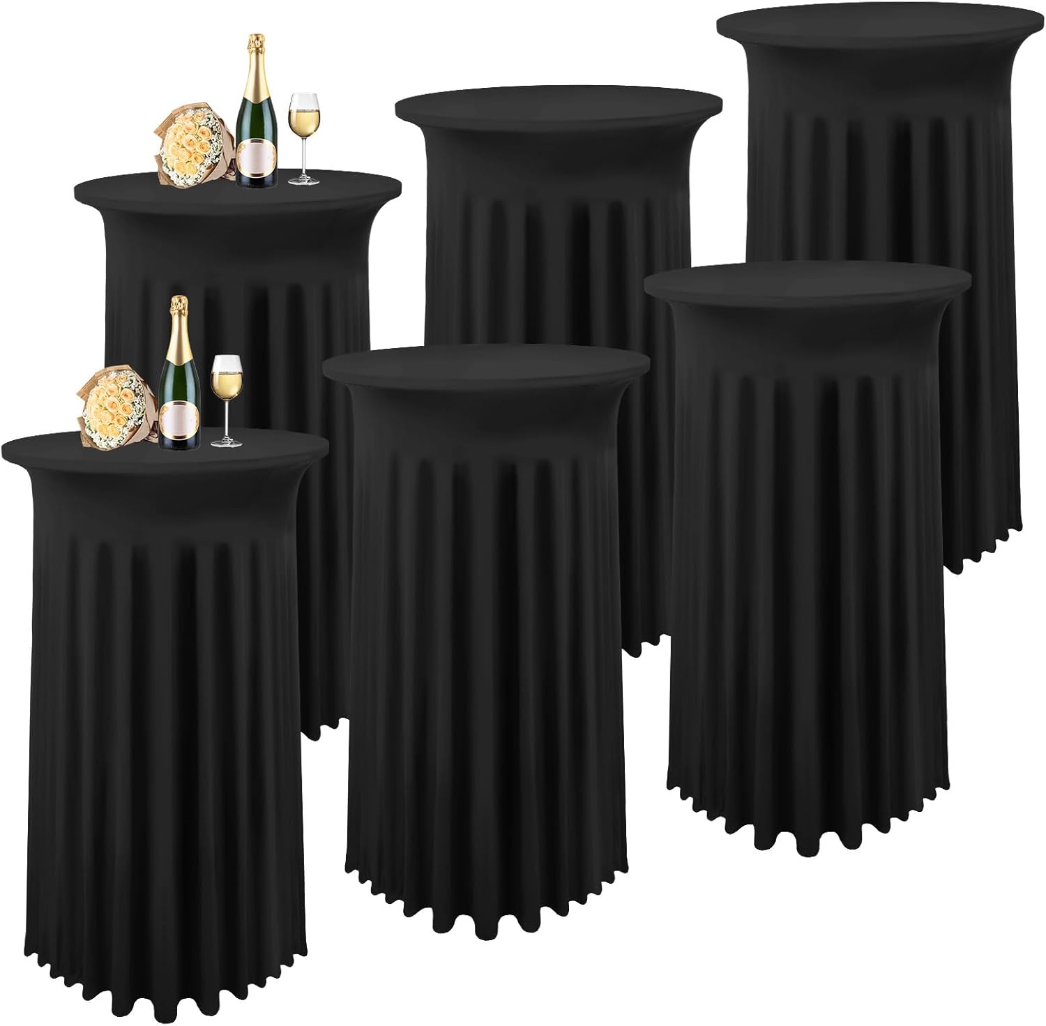 Amazon.com: 6 Packs Cocktail Table Covers Black Cocktail Table Cloth 24 ...