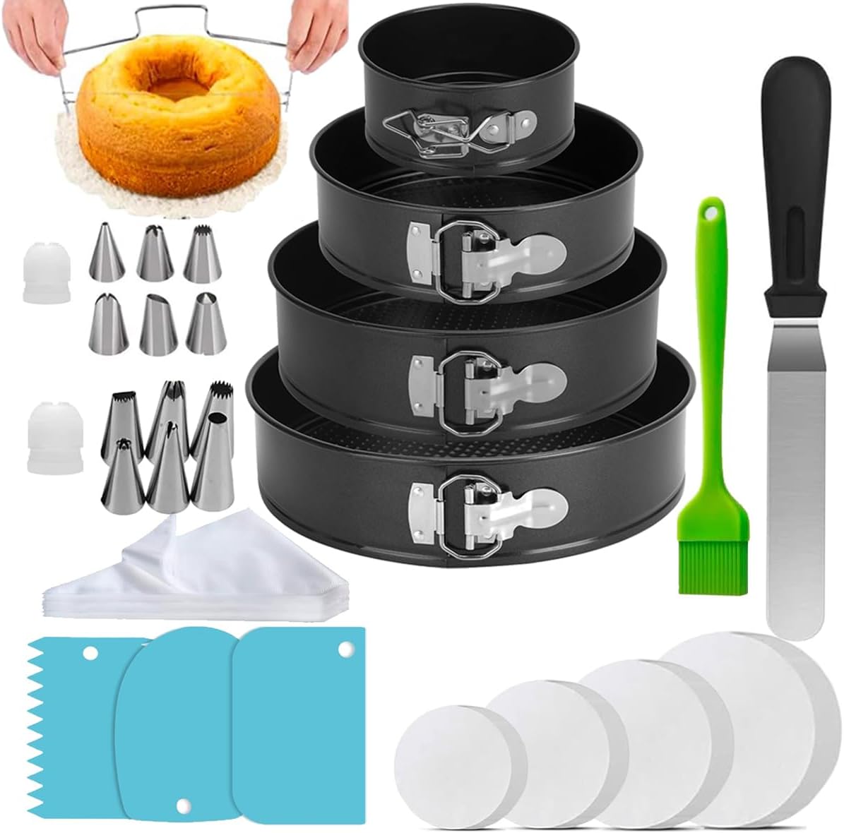 Amazon.com: 214PCS Round Cake Pan Sets for Baking Cake Decorating ...