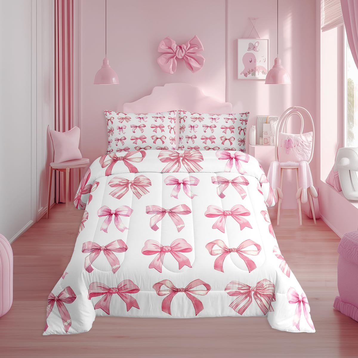 Amazon.com: Castle Fairy Girly Bowkont Comforter Twin,Watercolor Pink ...