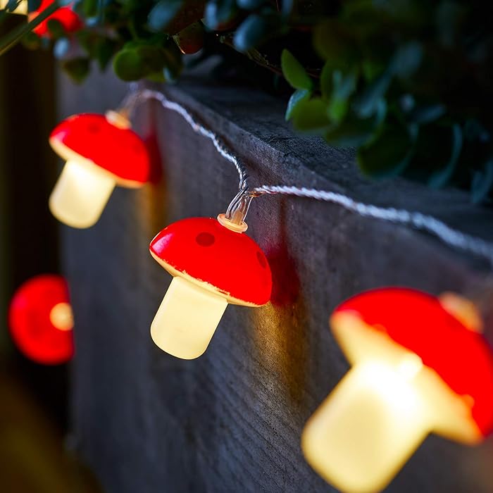 Buy Lights4fun, Inc. 20 Red Solar Powered Mushroom Toadstool LED ...
